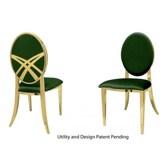 Lasso Chair Gold Cushion Emerald Green - Dinning Armless Chairs