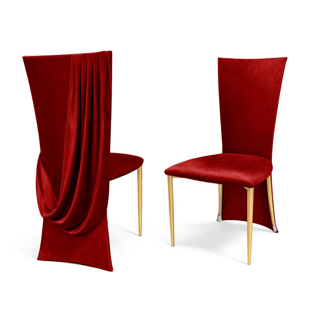 Sway Left Chair Gold Back Red - Dining Armless Chairs