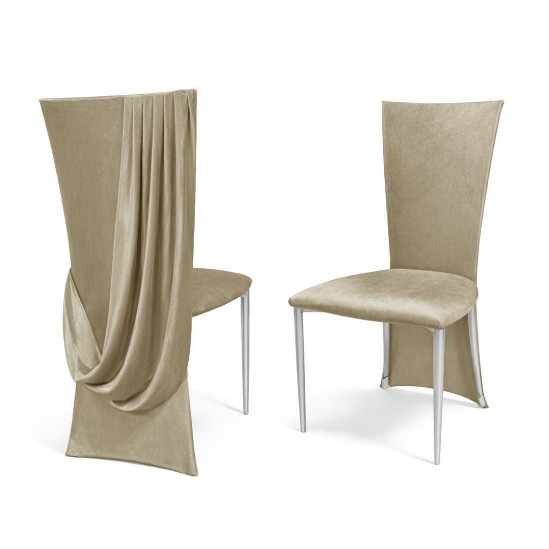 Sway Left Chair Silver Back Champagne - Dining Armless Chairs