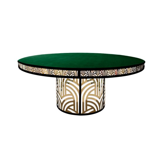 Art Deco Plus Dining Table Black 72" Round Top Emerald Green ...