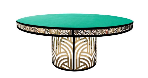 Art Deco Plus Dining Table Black 72" Round Top Tiffany Blue - Specialty ...