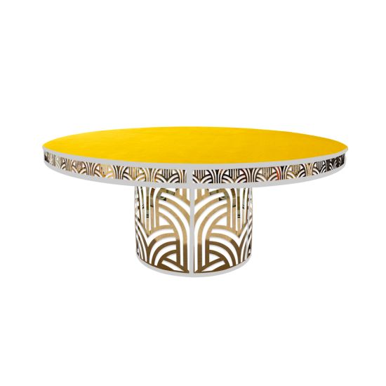 Art Deco Plus Dining Table White 72" Round Top Yellow - Specialty ...