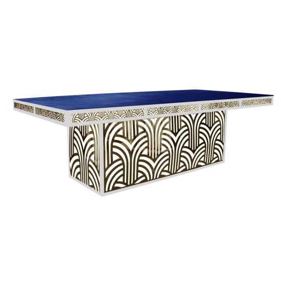 Art Deco Plus Dining Table White 48"x96" Rectangular Top Royal Blue ...