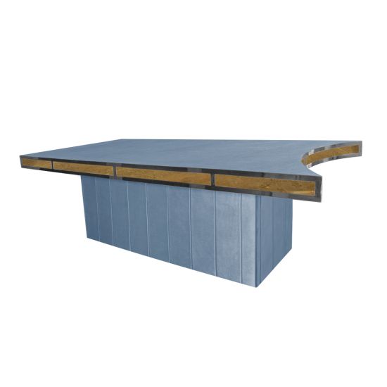 Blackout Plus Dining Table Silver 48"X96" Unique Shape Dusty Blue Top ...