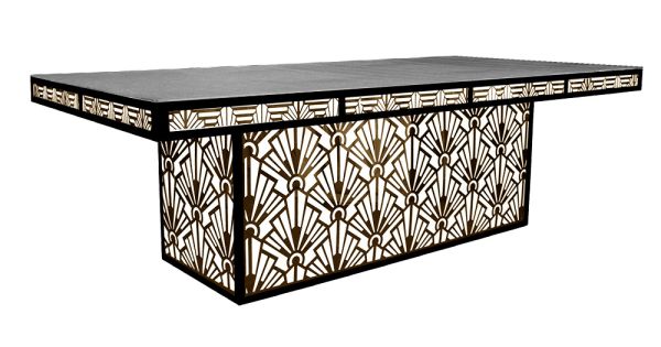 Gatsby Plus Dining Table Black 48"x96" Rectangular Top Silver ...