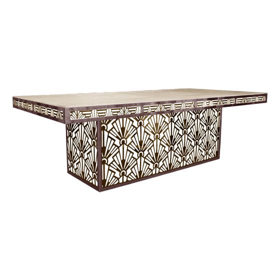 Gatsby Plus Dining Table Rose Gold 48"x96" Rectangular Top Ivory ...