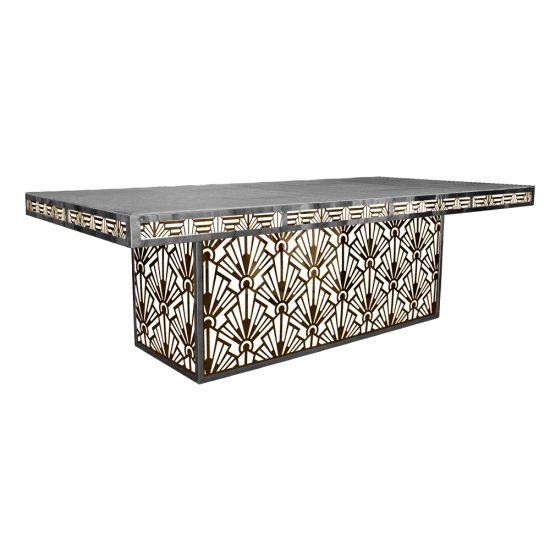 Gatsby Plus Dining Table Silver 48"x96" Rectangular Top Silver ...