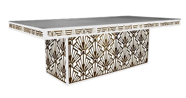 Gatsby Plus Dining Table White 48"x96" Rectangular Top Silver ...