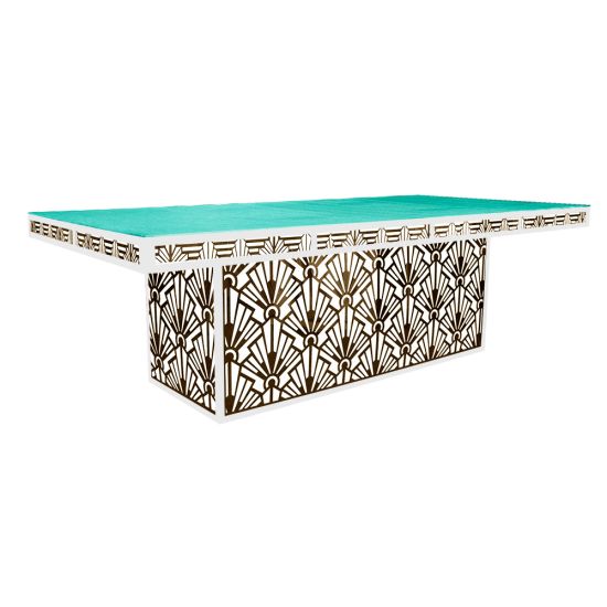Gatsby Plus Dining Table White 48"x96" Rectangular Top Tiffany Blue ...
