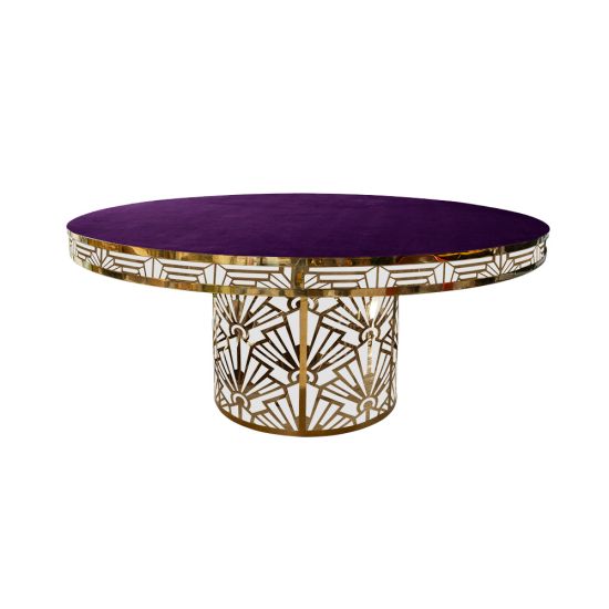 Gatsby Plus Dining Table Gold 72" Round Top Eggplant - Specialty Dining ...