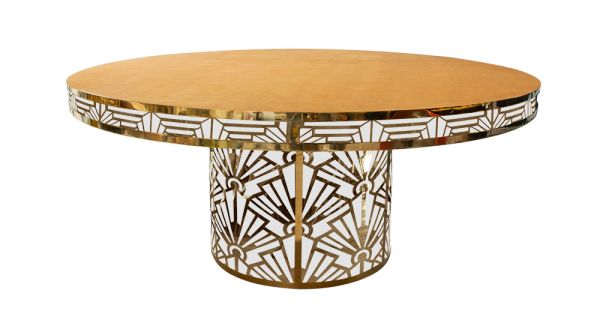 Gatsby Plus Dining Table Gold 72" Round Top Gold - Specialty Dining and ...
