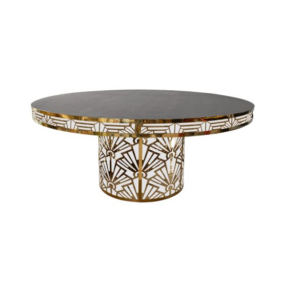 Gatsby Plus Dining Table Gold 72" Round Top Silver - Specialty Dining ...