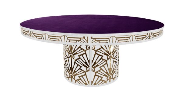Gatsby Plus Dining Table White 72" Round Top Eggplant - Specialty ...