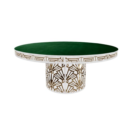 Gatsby Plus Dining Table White 72" Round Top Emerald Green - Specialty ...