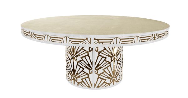 Gatsby Plus Dining Table White 72" Round Top Ivory - Specialty Dining ...
