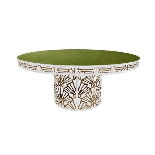Gatsby Plus Dining Table White 72" Round Top Moss - Specialty Dining ...