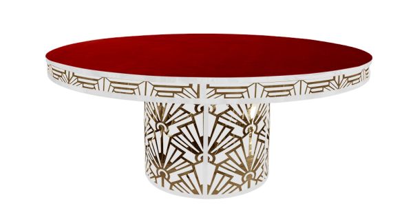 Gatsby Plus Dining Table White 72" Round Top Red - Specialty Dining and ...