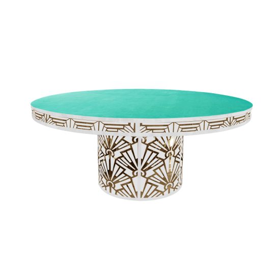 Gatsby Plus Dining Table White 72" Round Top Tiffany Blue - Specialty ...