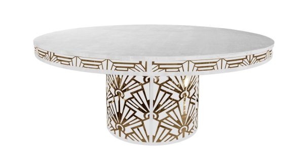 Gatsby Plus Dining Table White 72" Round Top White - Specialty Dining ...