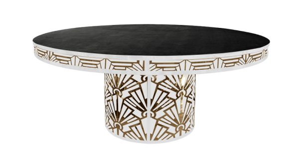 Gatsby Plus Dining Table White 72" Round Top Black - Specialty Dining ...