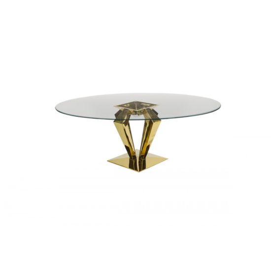 Diamond Dining Table Gold Round 72” - Specialty Dining Tables