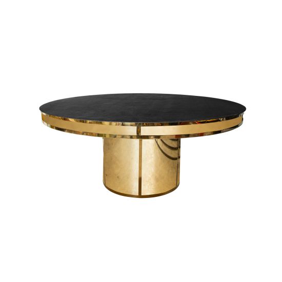 Modern Line Plus Dining Table Gold 72" Round Top Black - Specialty ...