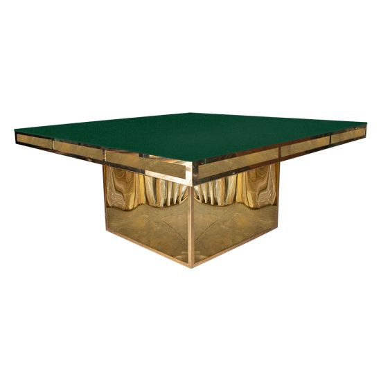 Modern Line Plus Dining Table Gold 72"x72" Square Top Emerald Green ...