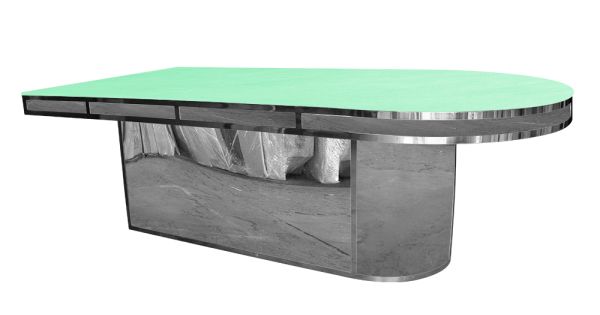 Modern Line Plus Dining Table Silver 48"x96" Oval Top Mint - Specialty ...