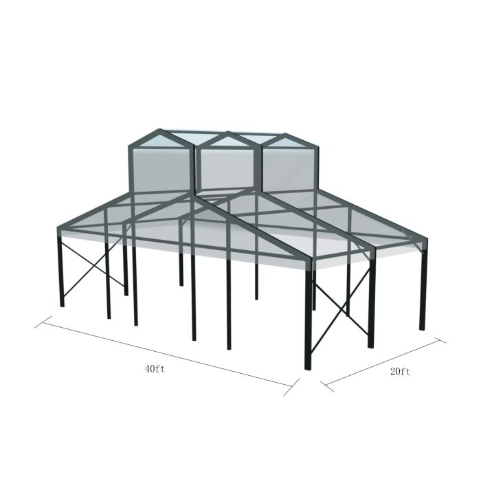 40' Wide Cathedral Structure Tents with Black Frames & Clear Tops for ...