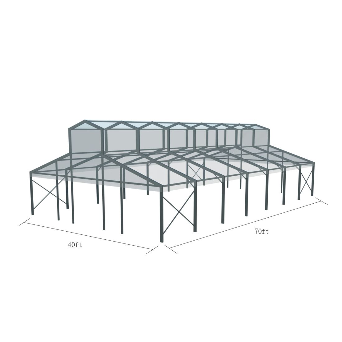 Cathedral Structure 40'x70' Black Frame Clear Top - Garden Tent ...