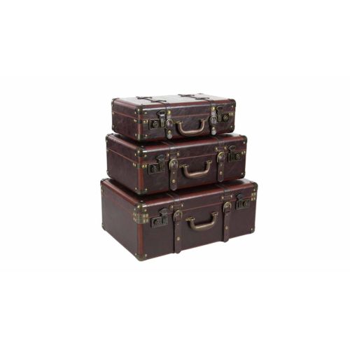 Vintage Leather Suitcase (Set of 3) - Accent Decor