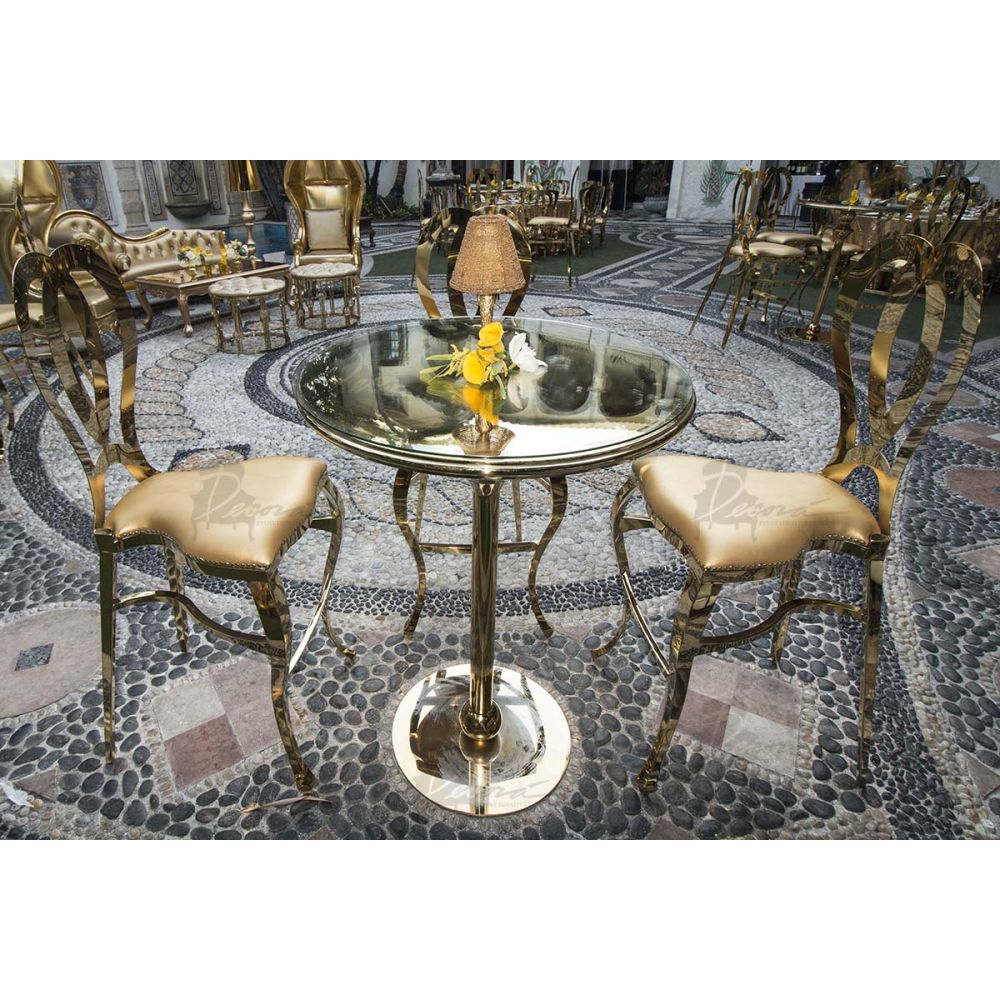 Reflection Highboy Table Gold Round - reflection cocktail table