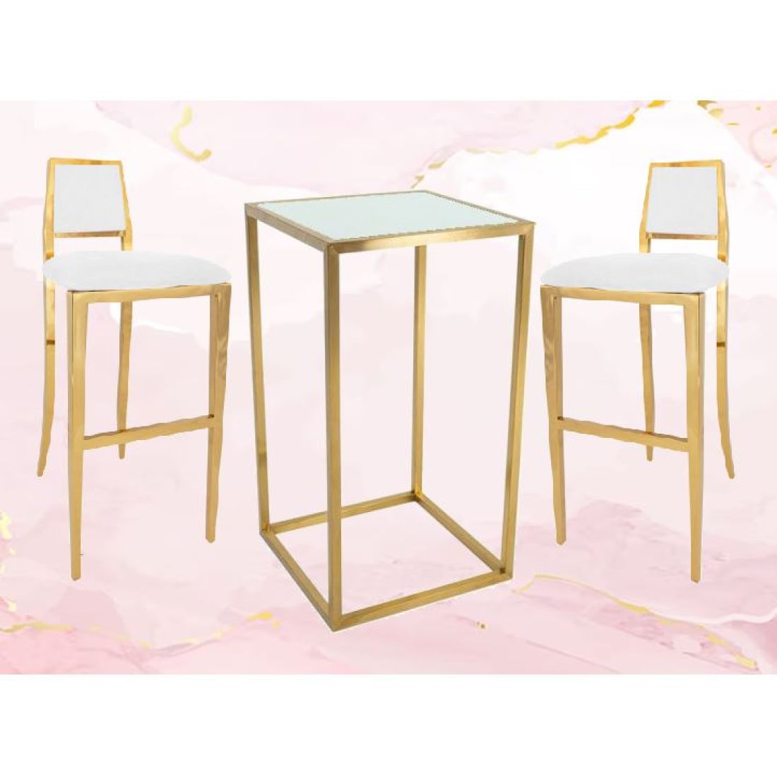 Splendor Highboy Table (Gold) - reflection cocktail table