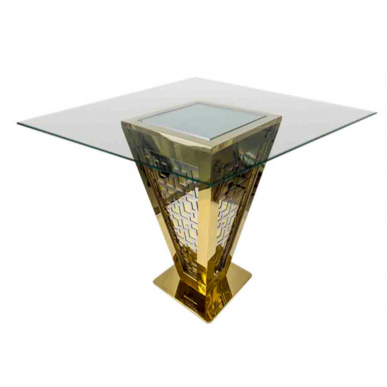 Reflection Highboy Table Pyramid Square Design 72"x72" Gold Squere ...