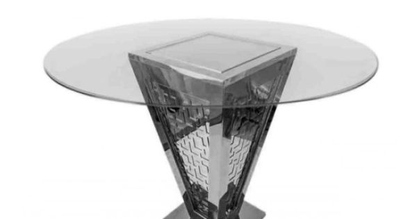 Reflection Highboy Table Pyramid Square Design 60" Silver Round Glass ...